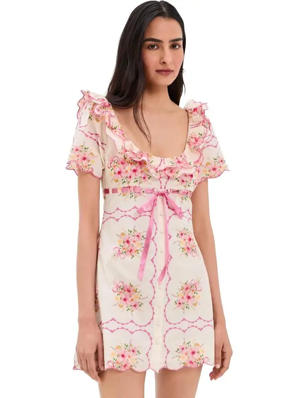 For Love & Lemons Scarlett Mini Dress - Cream