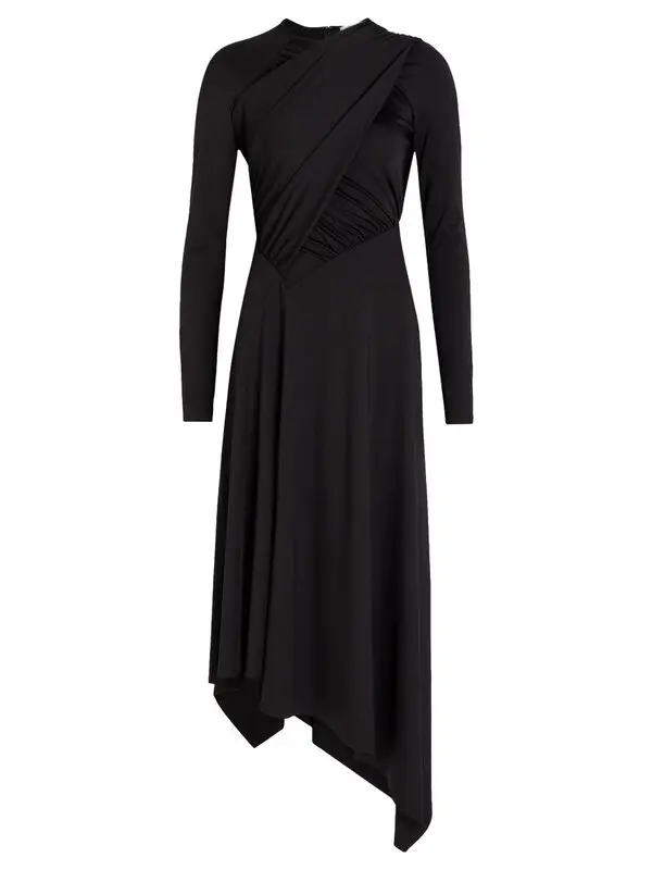 Victoria Beckham Draped Stretch-jersey Midi Dress - Black