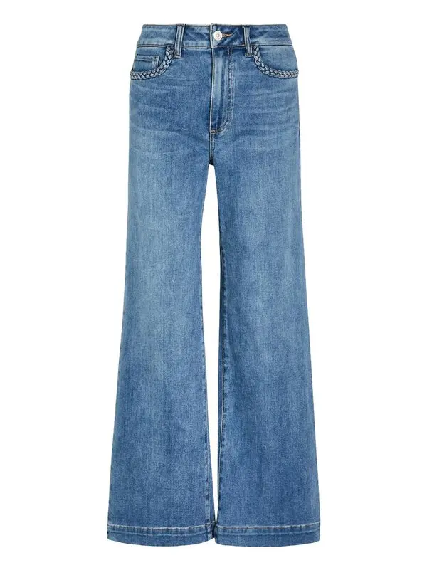 Paige Vanessa Braided-trim Wide-leg Jeans - Blue