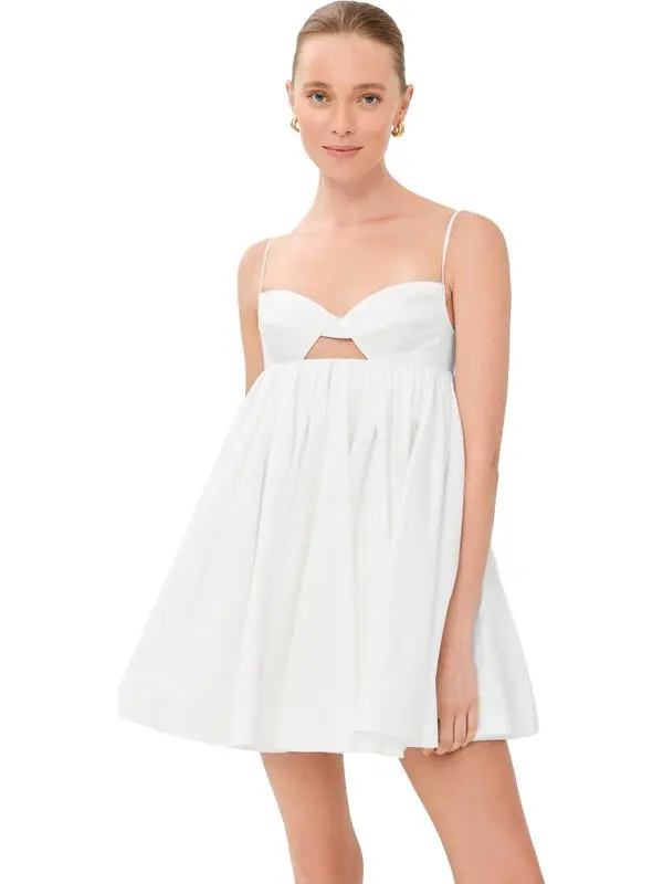 Simkhai Janie Cotton Mini Dress With Sweetheart Neckline And Cutout Detail - White