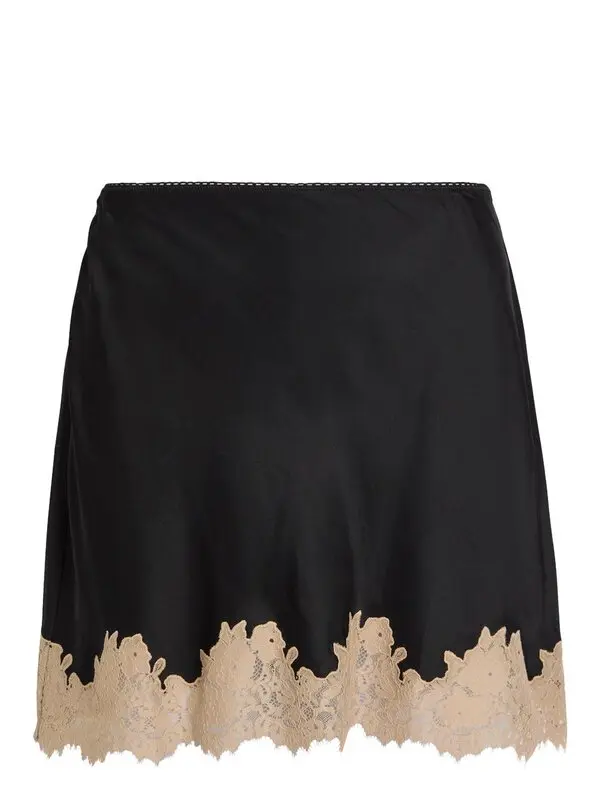 Rixo Lace-trim Satin Mini Skirt - Black