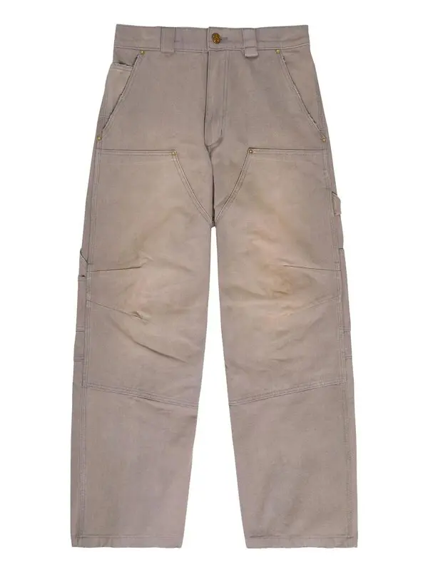 WILLY CHAVARRIA Stockton Double-knee Wide-leg Cotton Cargo Trousers - Grey