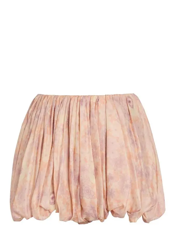 Chloé Floral Print Gathered Silk Shorts - Pink