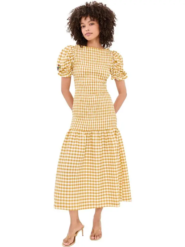 LISA SAYS GAH Fiona Gingham Check Maxi Dress - Sunshine