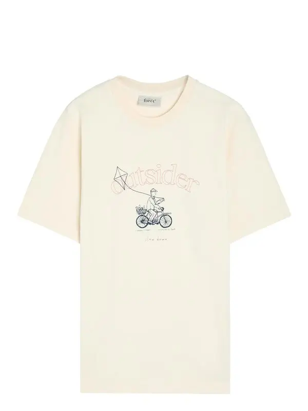 FORET Printed Cotton T-shirt - Beige