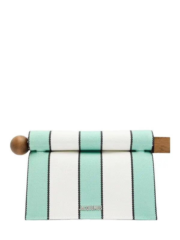 Jacquemus La Pochette Rond Carre Striped Canvas Clutch - White