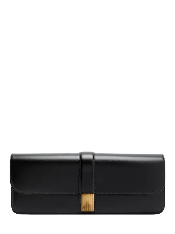 Khaite Blake Leather Clutch With Gold-tone Hardware - Black
