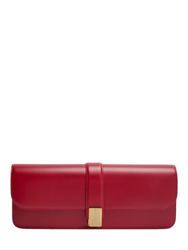 Khaite Blake Leather Clutch With Gold-tone Hardware - Red