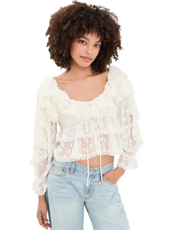 For Love & Lemons Lilou Blouse - Cream