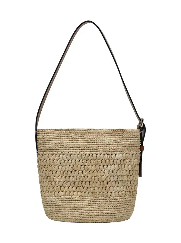 Manebí Raffia And Leather Crossbody Bag - Nude