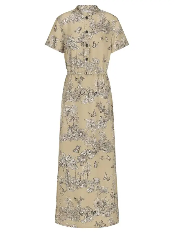 Dior Iviera Long Shirtdress With Graphic Pattern - Nude