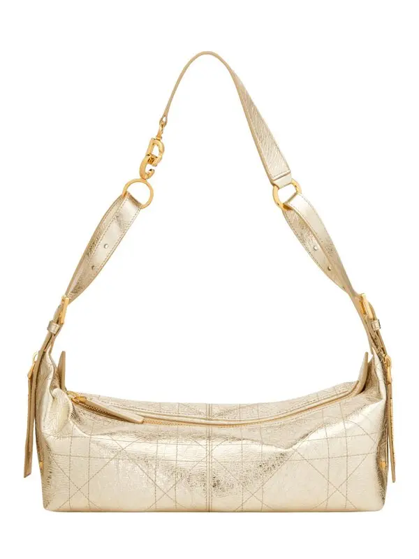 Dior Medium D-journey Bag In Crinkled Calfskin - Gold
