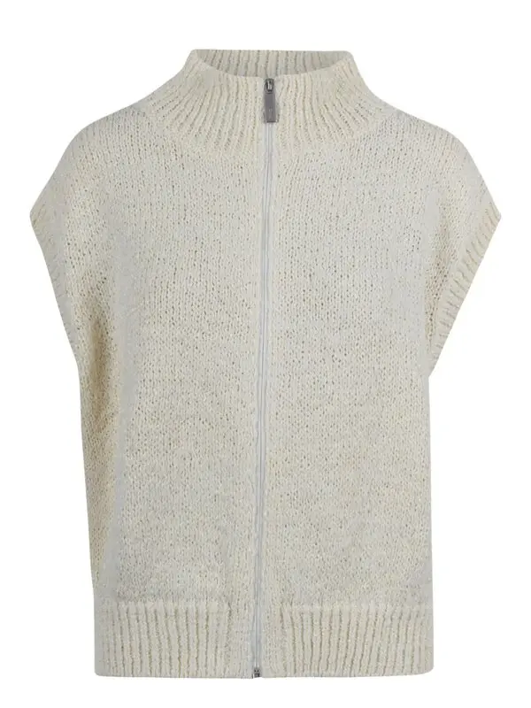 Herno Zip High Collar Knitted Sweater - White