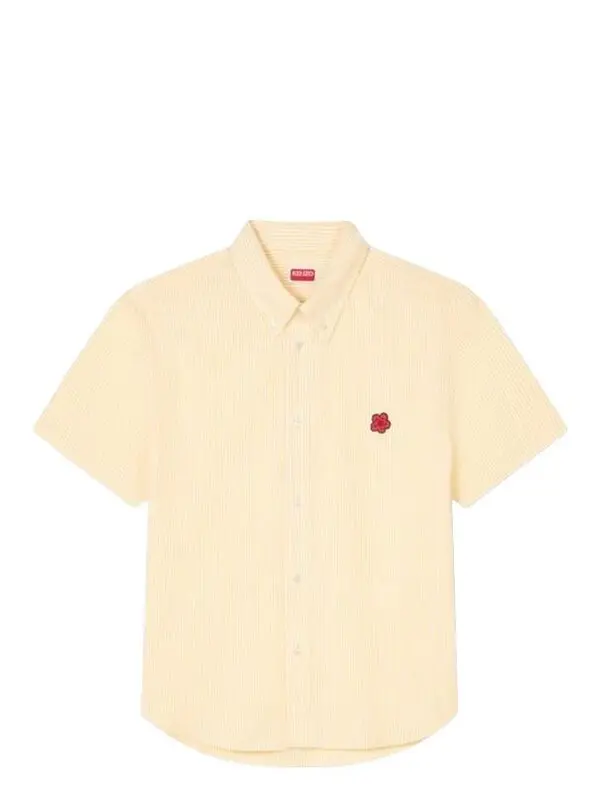 Kenzo Boke Flower' Short Sleeve Shirt In Cotton Seersucker - Vanilla