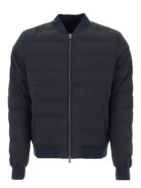 Herno Zip-up Down Jacket With Quilted Details - Black