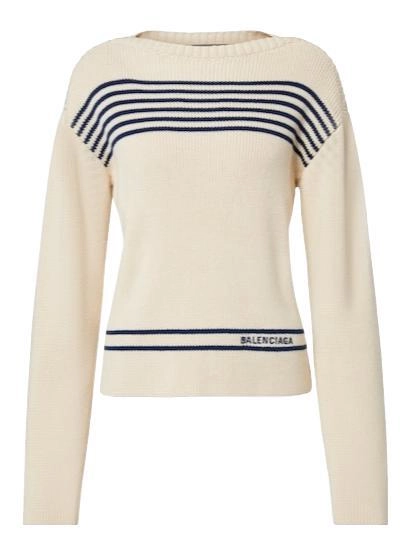 Balenciaga Striped Long Sleeve Sweater - Nude