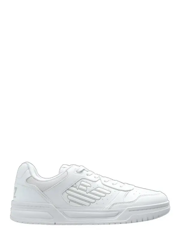 EA7 Panelled Lace-up Sports Sneakers - White