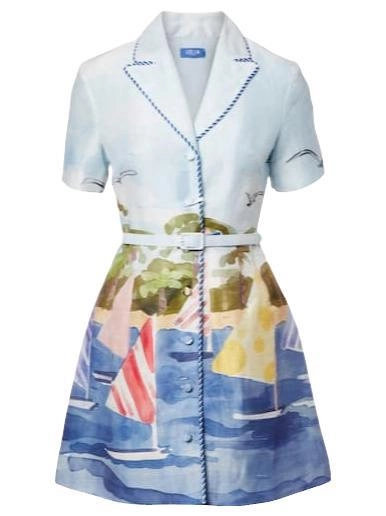 LEO Brigitte Linen-blend Canvas Minidress - Multicolor