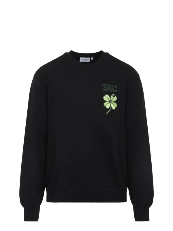 Carhartt Work In Progress Long Sleeve Sweatshirt With Embroidered Clover - Black