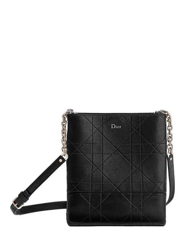 Dior Small Vertical Trianon Bag With Chain - Black