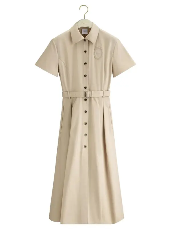 Dior Mid-length Shirtdress With Médaillon Embroidery - Nude
