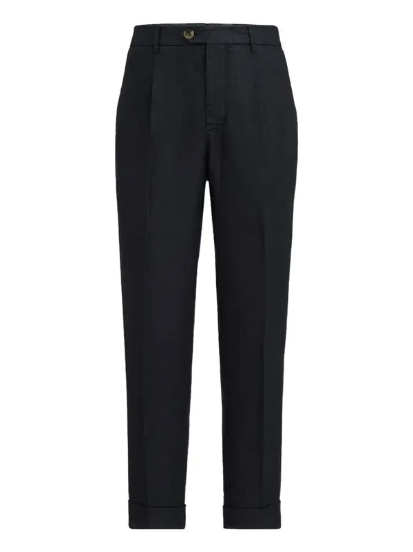 Brunello Cucinelli Garment-dyed Linen Gabardine Trousers - Black