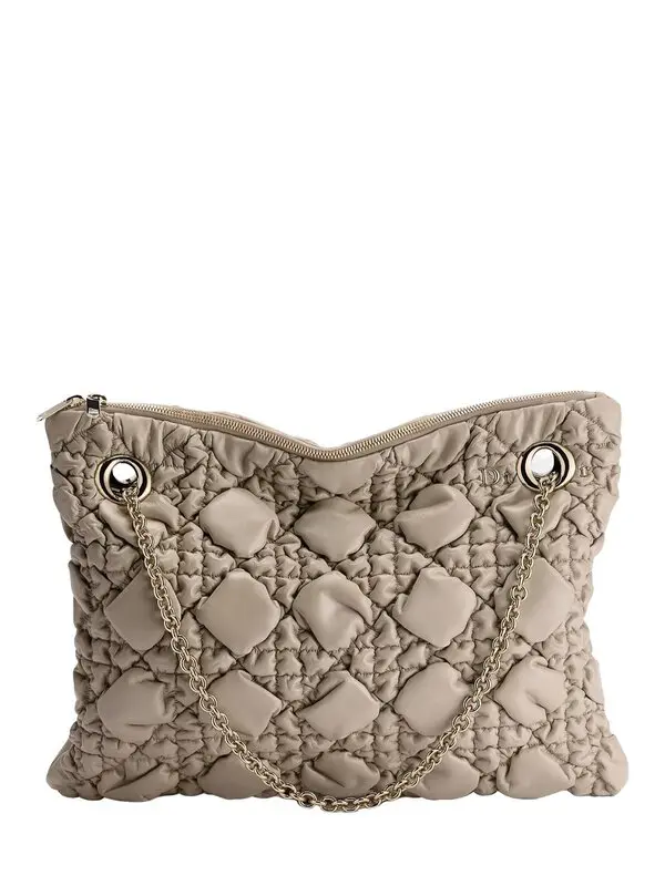 Dior Medium Quilted Leather Bag With Gold-finish Chain - Nude