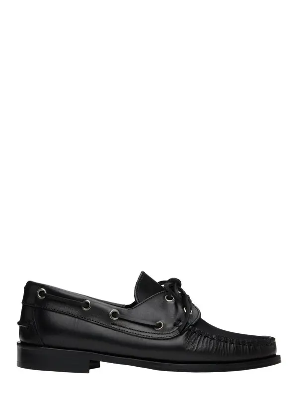 AeydĒ Pleated Lace-up Loafers - Black