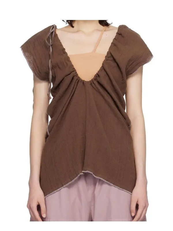BASERANGE Pleated Top - Brown