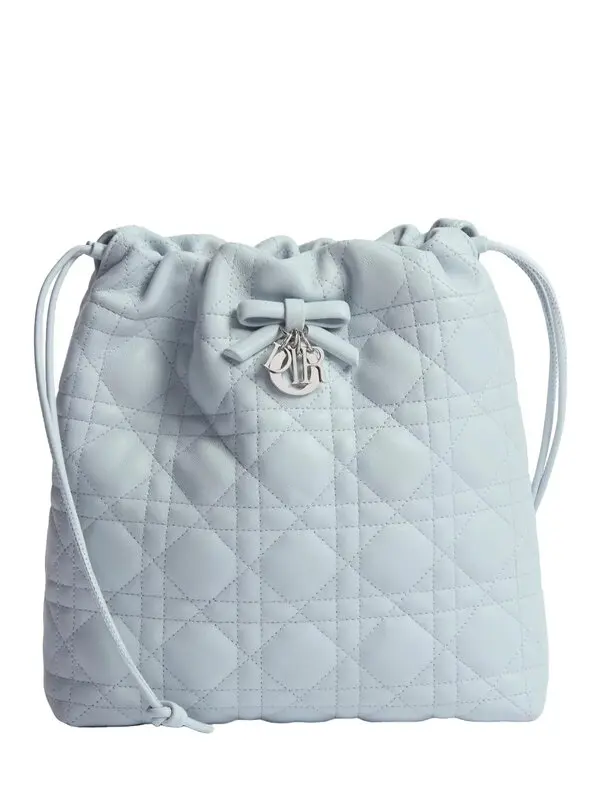Dior Quilted Leather Bucket Bag - Gray
