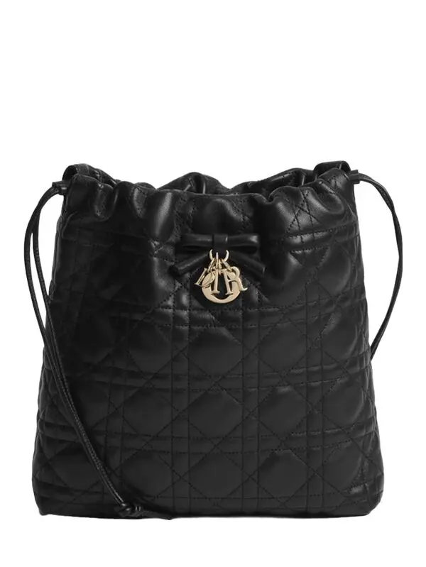 Dior Quilted Lambskin Mini Bucket Bag With D.i.o.r. Charm - Black
