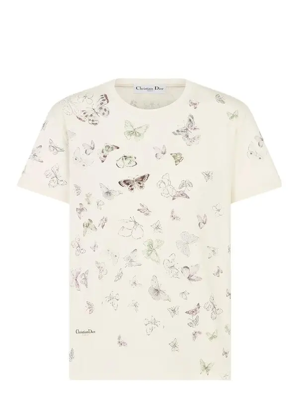 Dior Embroidered Butterfly T-shirt - Beige