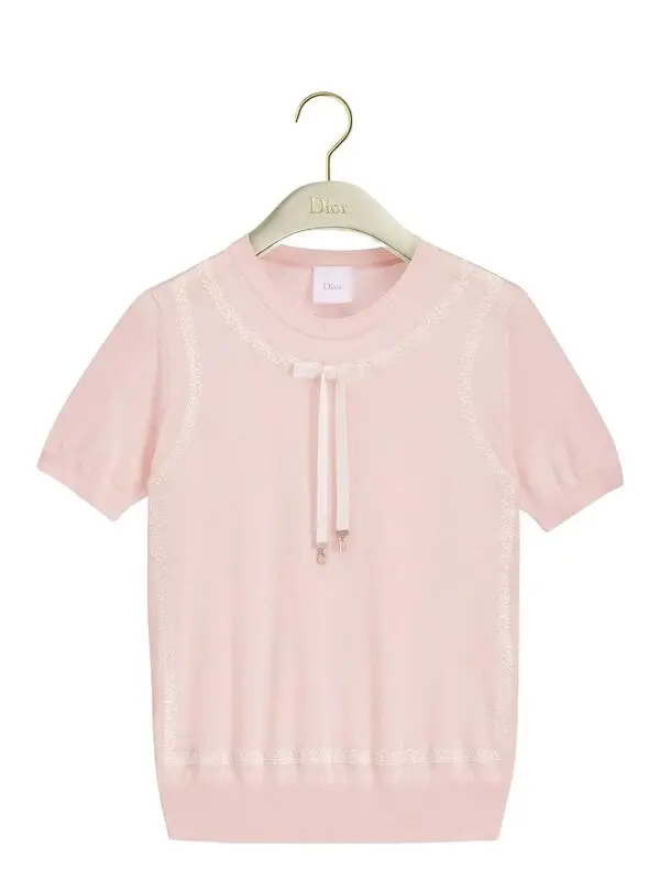 Dior Short-sleeved Sweater With Bow Detail - Pink