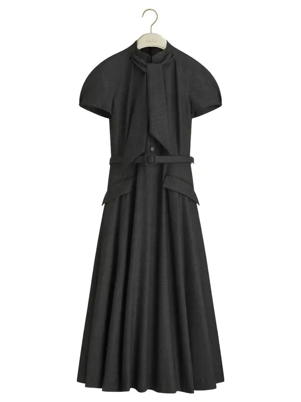 Dior Mid-length Dress With Ascot-effect Tied Collar - Black