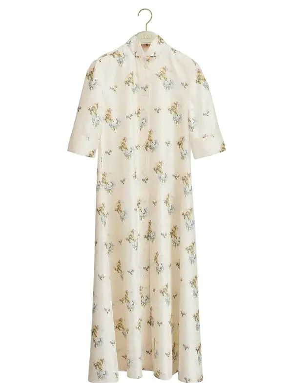 Dior Mid-length Shirtdress With Floral Motif - White