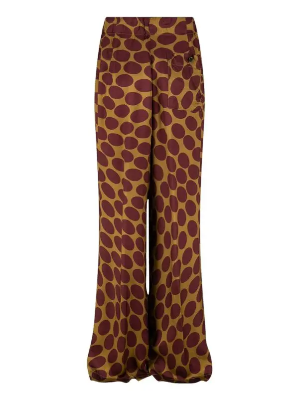 Dries Van Noten Pila Wide-leg Polka Dot Pants - Brown