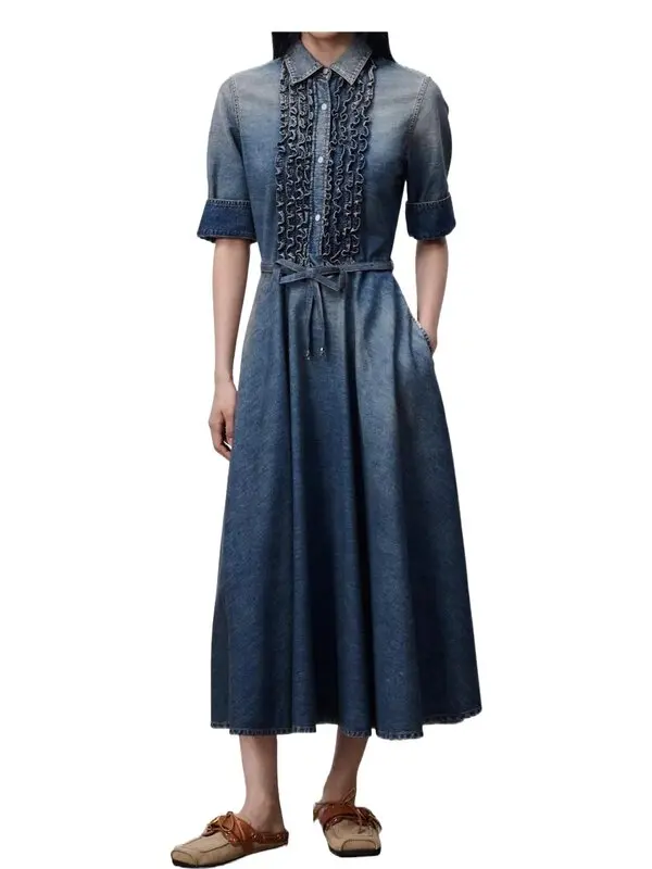 Dior Mid-length Belted Shirtdress With Ruffle Plastron - Black
