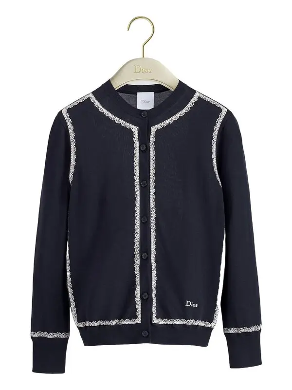 Dior Embroidered Signature Cardigan - Black