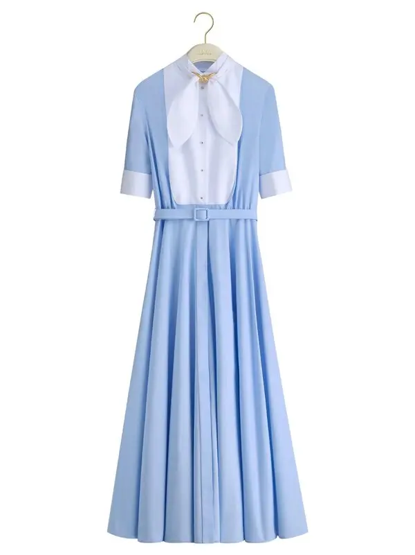 Dior Mid-length Shirtdress With Plastron Detail - Blue