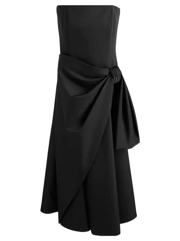 Dior Mid-length Draped Bustier Dress With Asymmetrical Bow - Black