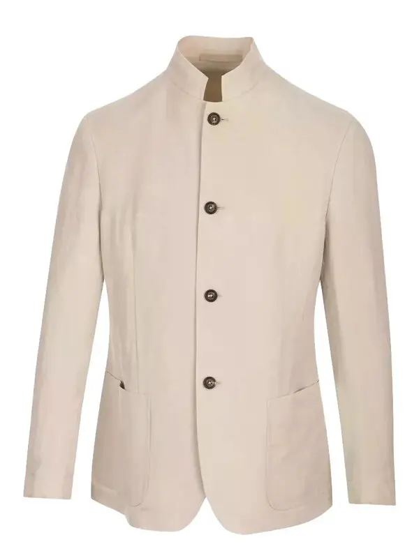Eleventy Mandarin-collar Button-up Blazer - Neutrals
