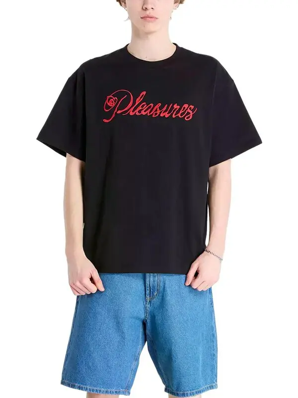 PLEASURES Logo-print T-shirt - Black