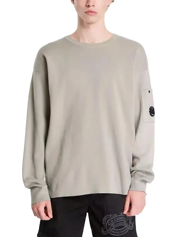 C.P. COMPANY Crew-neck Sweater With Lens Detail - Neutrals