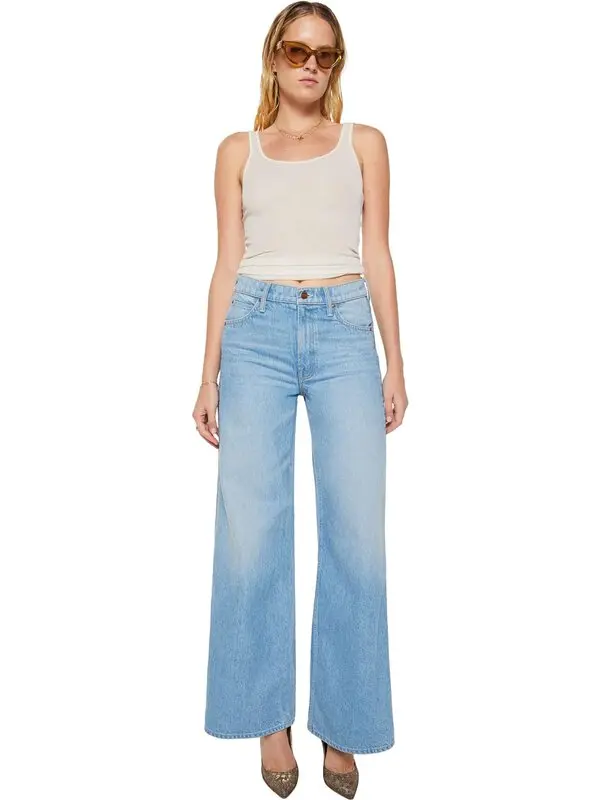 MOTHER Snacks! The Side Zip Slung Sugar Cone Jeans - Light Blue