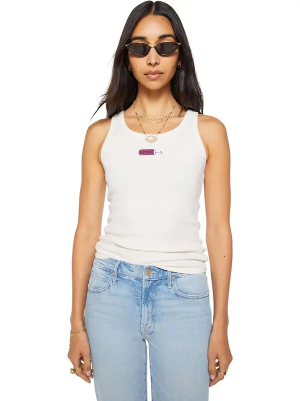 MOTHER The Runner Up Firecracker Tank - White