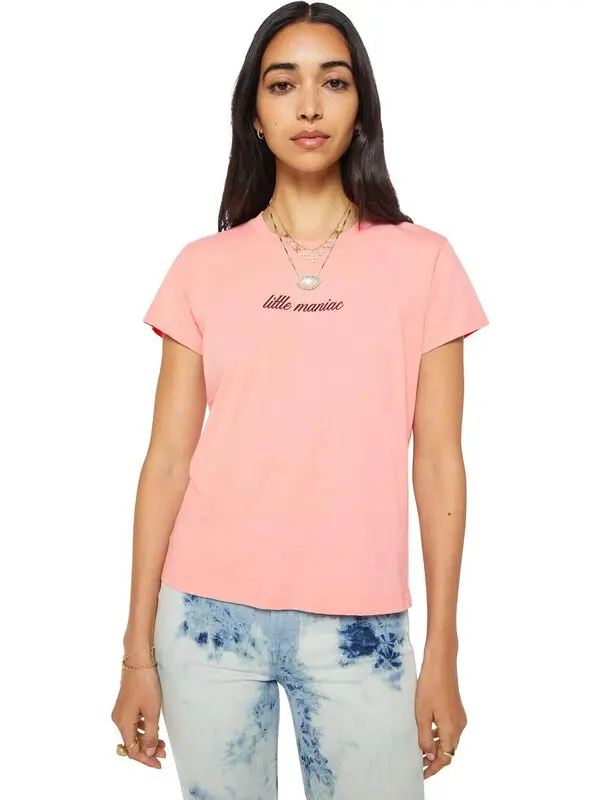 MOTHER The Boxy Goodie Little Maniac T-shirt In Pink - Black
