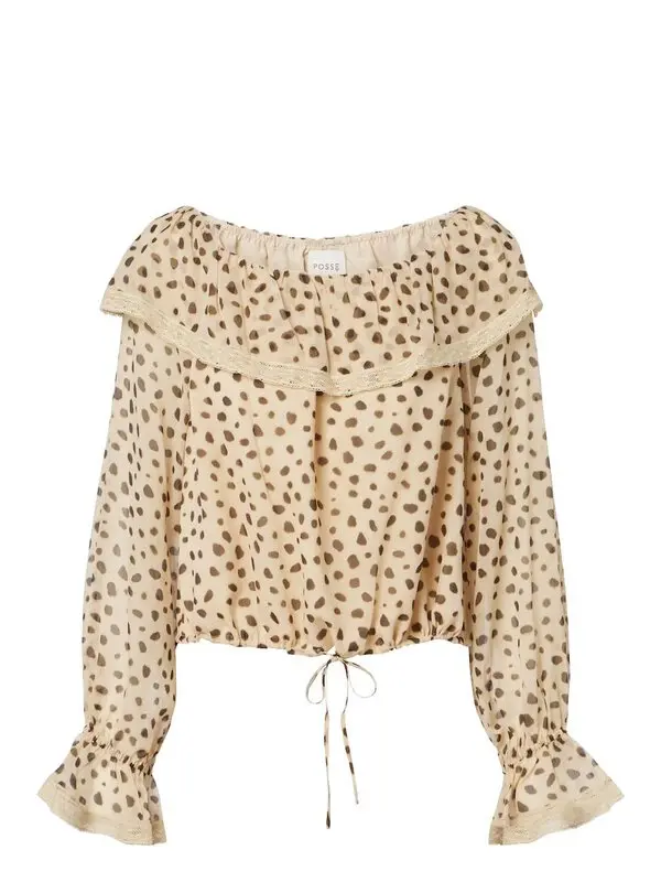 Posse Priscilla Leopard-print Silk Blouse - Beige