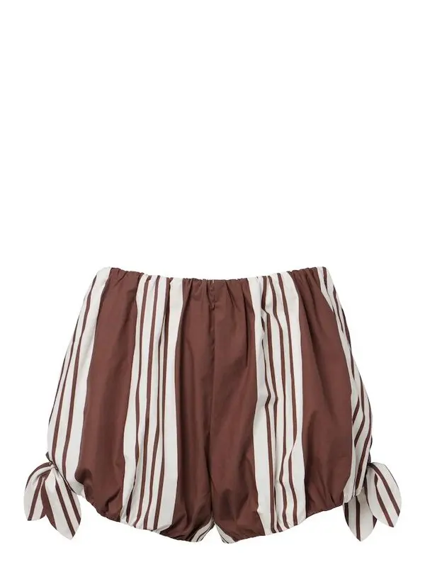 Posse Rosie Striped Cotton Shorts - Brown