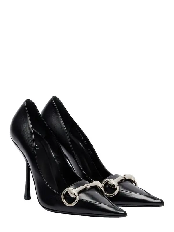 Gucci Boulevard Horsebit Leather Pumps - Black