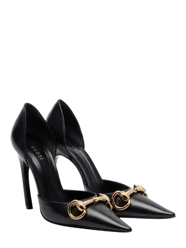 Gucci Boulevard Horsebit Leather Pumps - Black